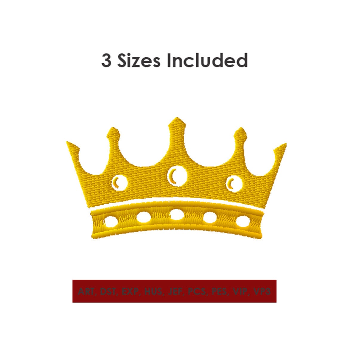 Royal Crown Embroidery Design in 3 Sizes - Instant Download - Etsy