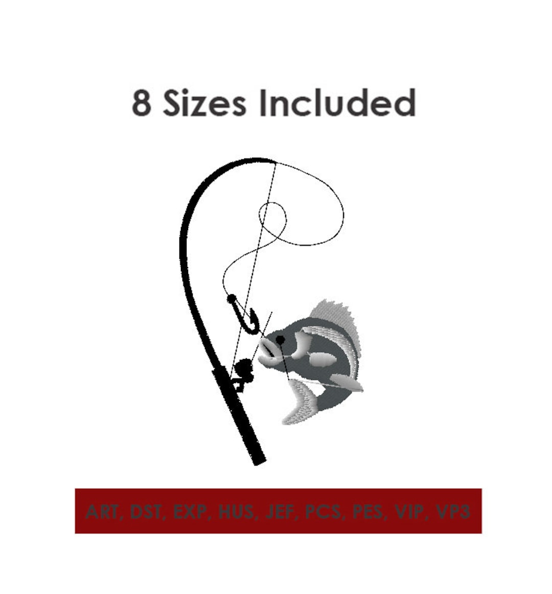 Fishing Embroidery Design in 8 Sizes - Instant Download - Etsy