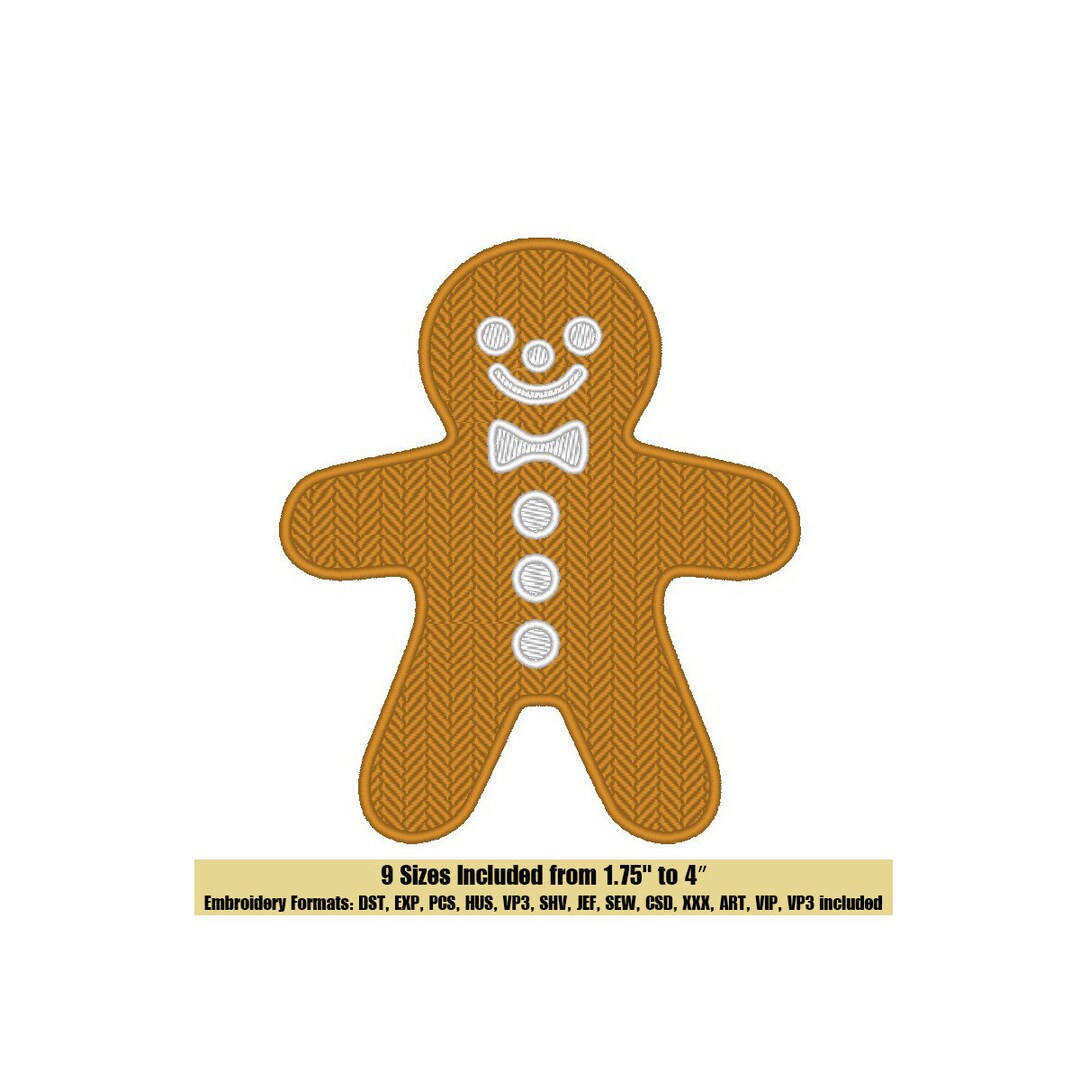 Gingerbread Man Embroidery Design - Etsy