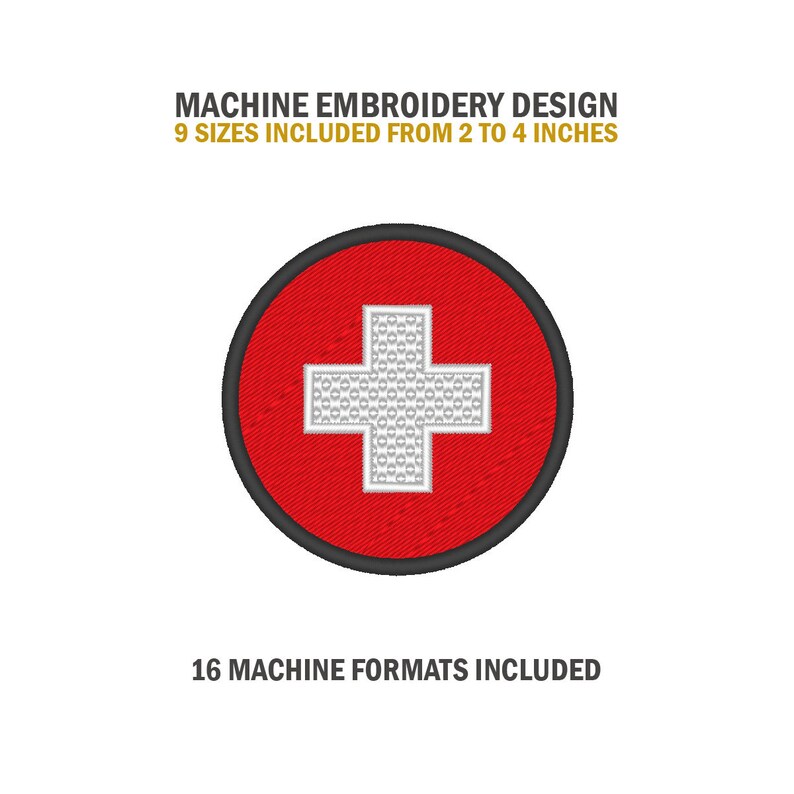 Switzerland Round Flag Embroidery Design - Etsy
