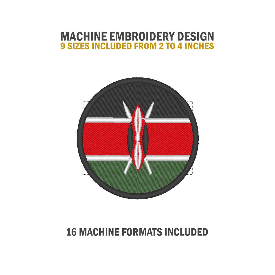 Kenya Round Flag Embroidery Design - Etsy