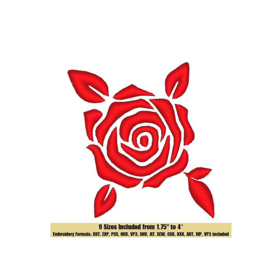 Red Rose1 Embroidery Design - Etsy