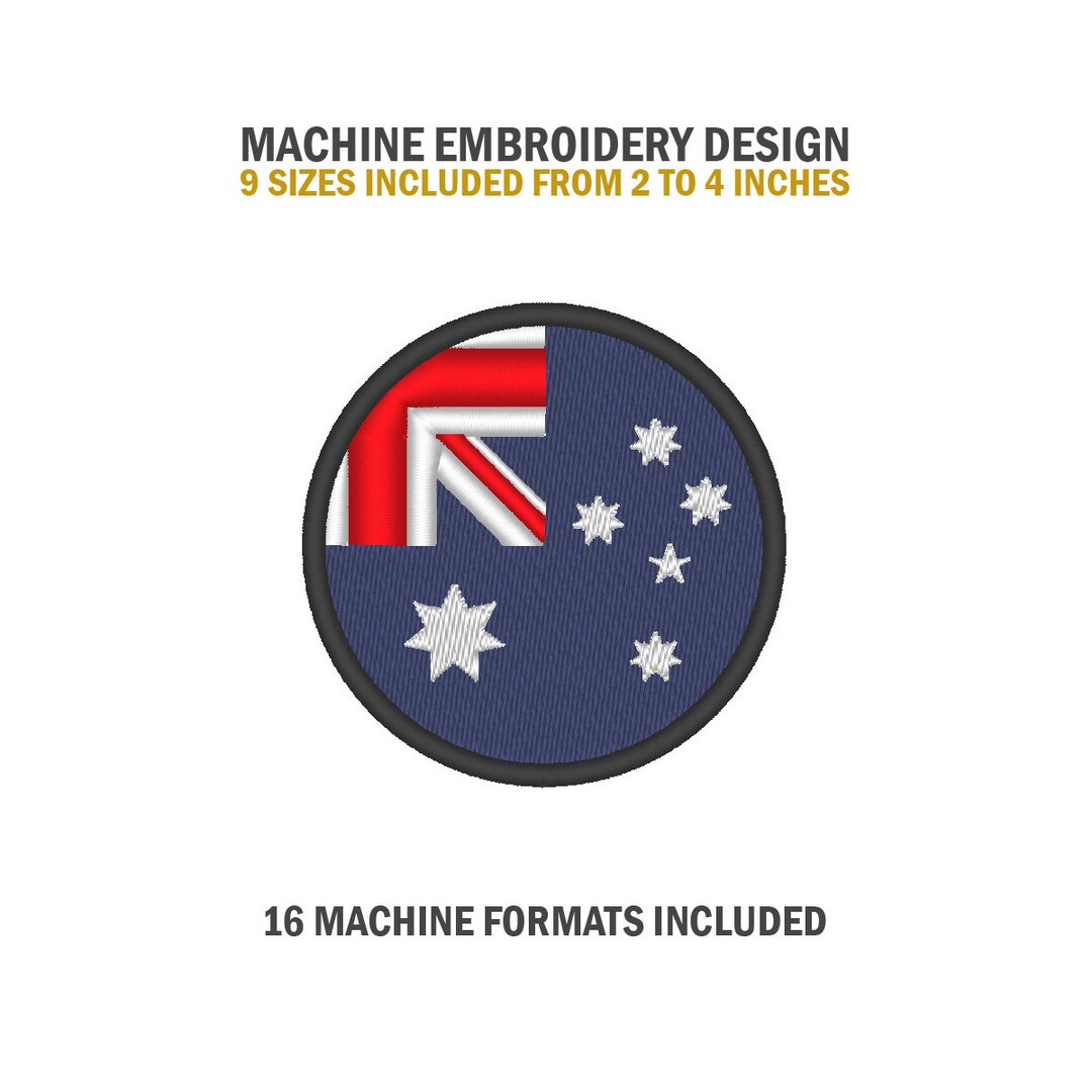 Australia Round Flag Embroidery Design - Etsy
