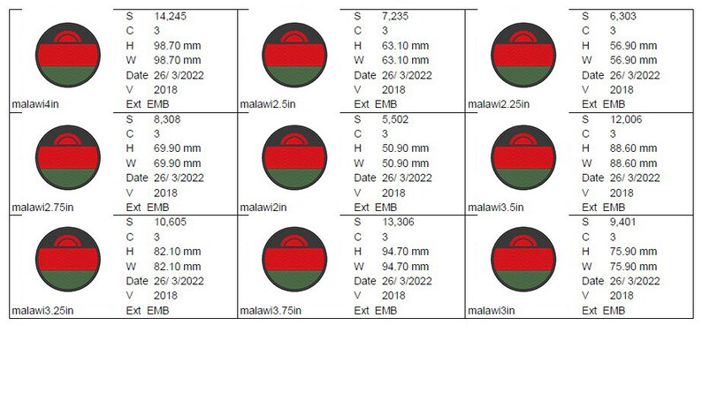 Malawi Round Flag Embroidery Design - Etsy