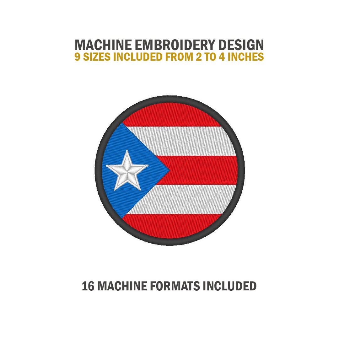 Puerto-rico Round Flag Embroidery Design - Etsy