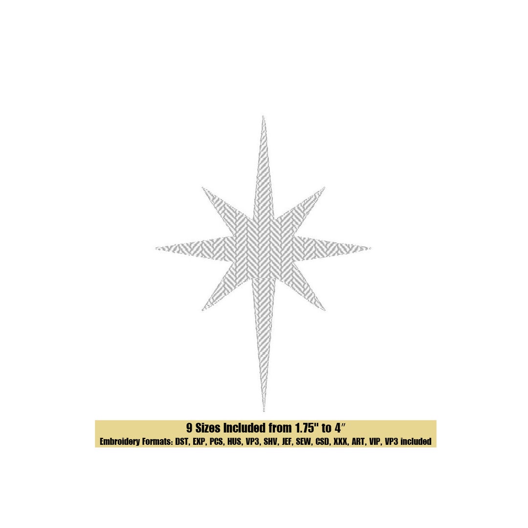 North Star Embroidery Design - Etsy