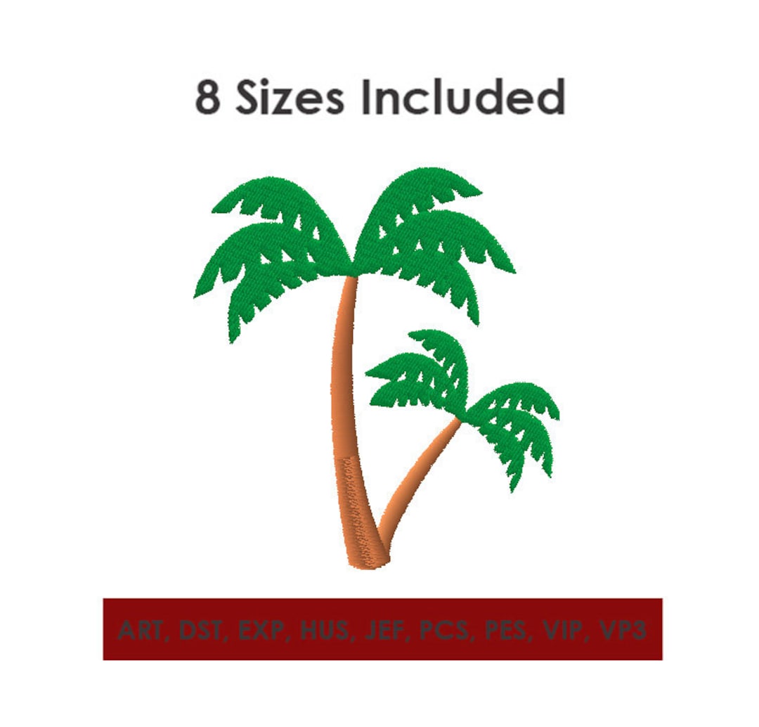 Palm Tree Embroidery Design in 8 Sizes - Instant Download - Etsy