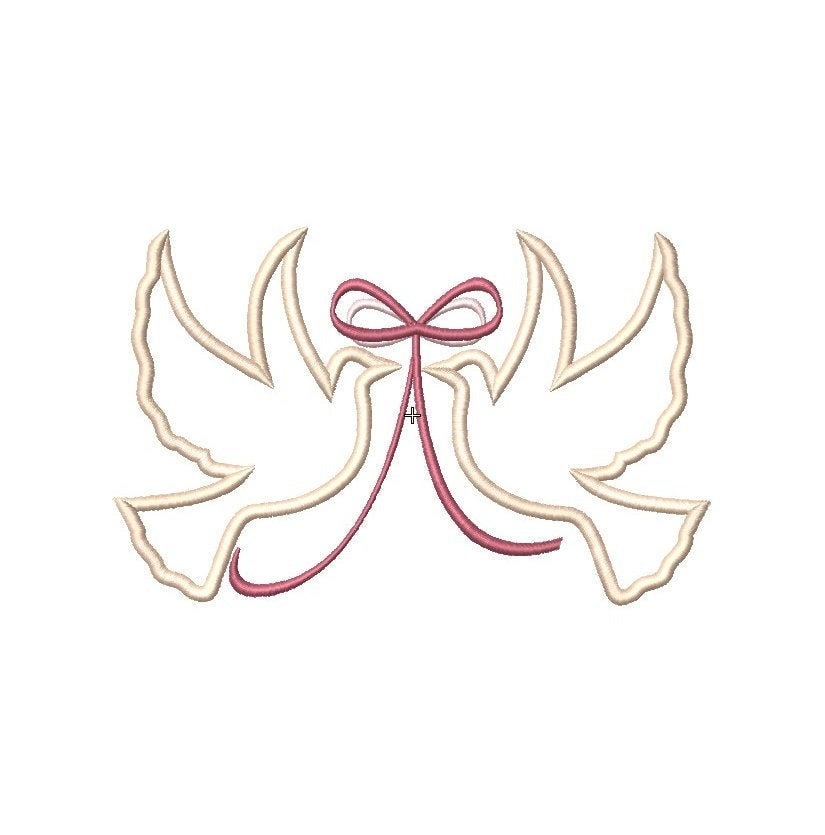 Pair of Doves Machine Embroidery Design in Multiple Formats - Etsy