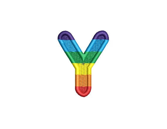 Rainbow Letter Y Embroidery Design in Multiple Formats | Etsy