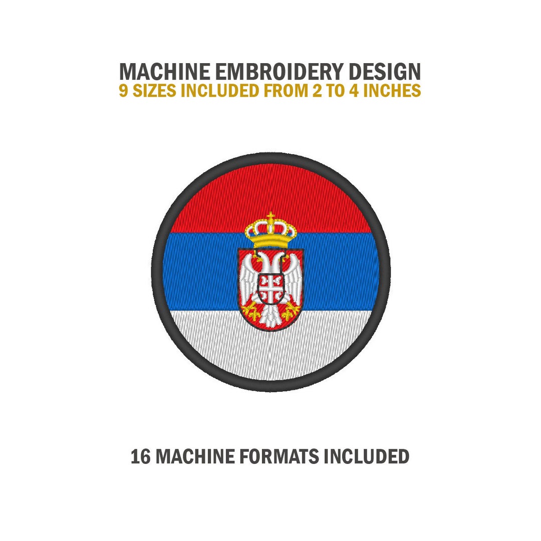 Serbia Round Flag Embroidery Design - Etsy
