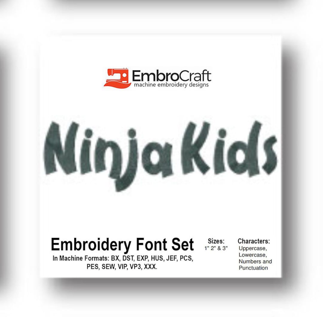 Ninja Kids Embroidery Font Download - Etsy