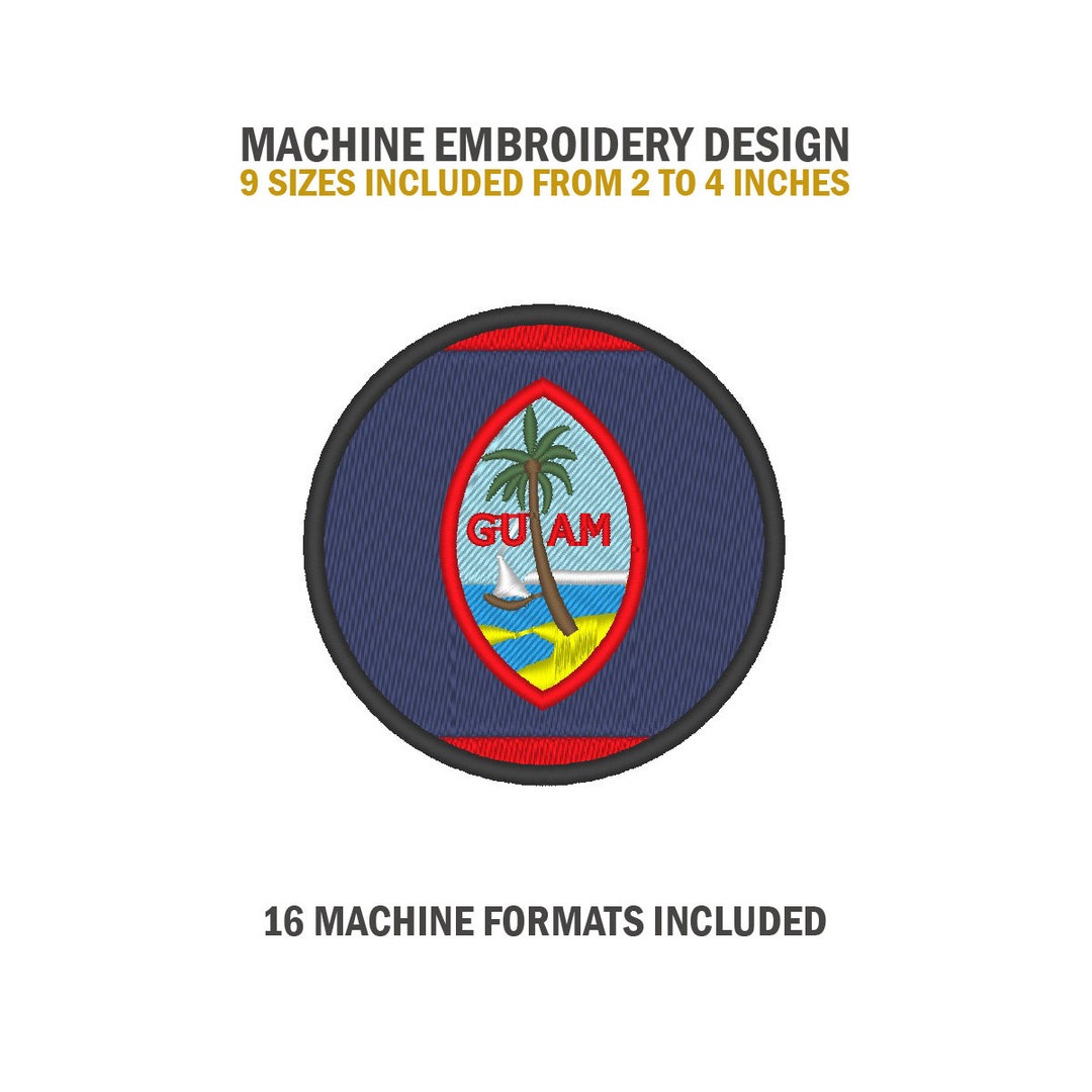 Guam Round Flag Embroidery Design - Etsy