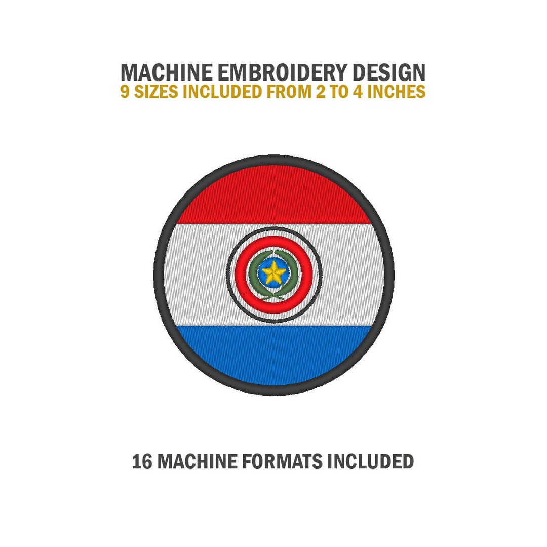 Paraguay Round Flag Embroidery Design - Etsy