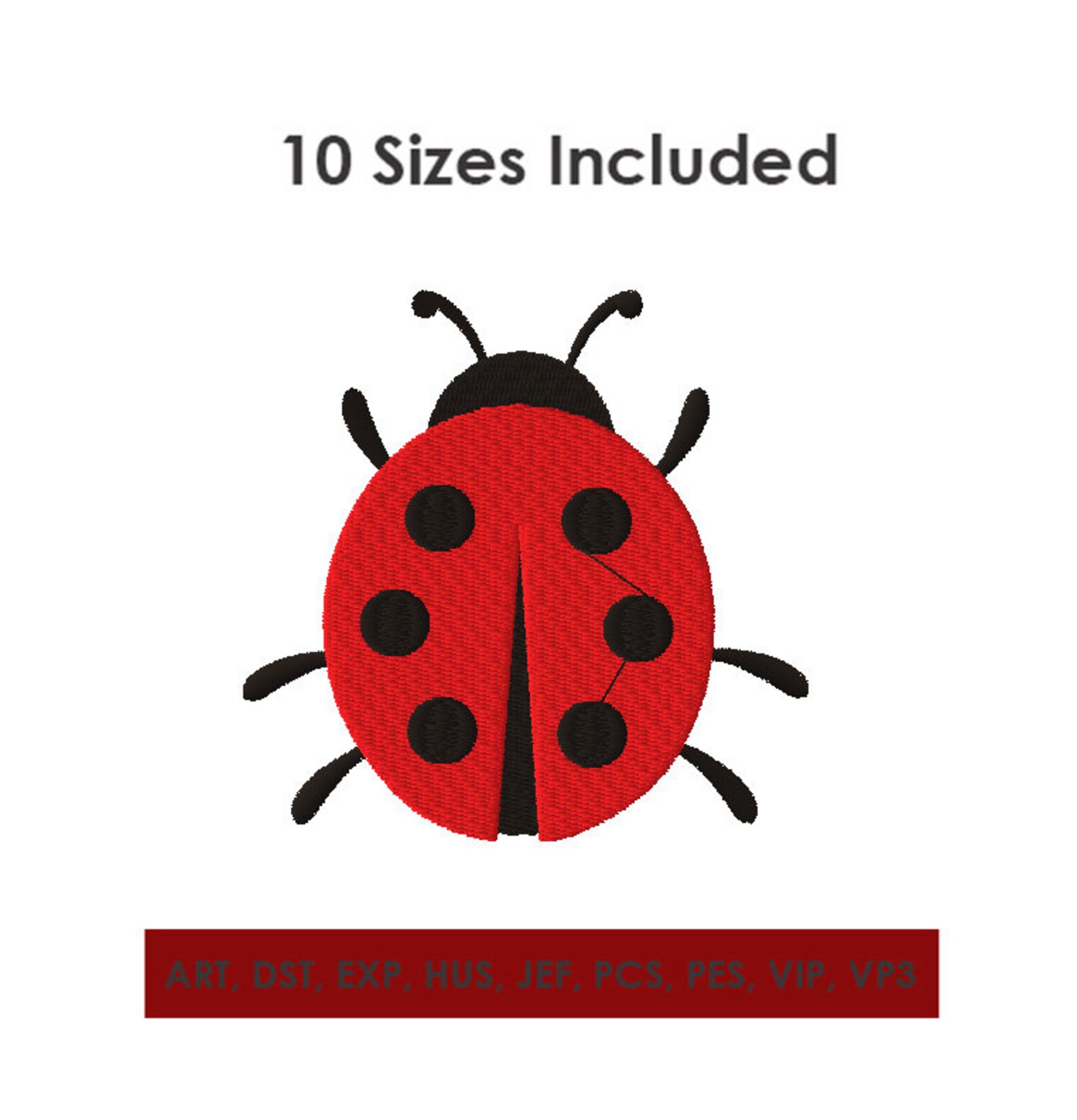 Ladybug Embroidery Design in 10 Sizes - Instant Download - Etsy