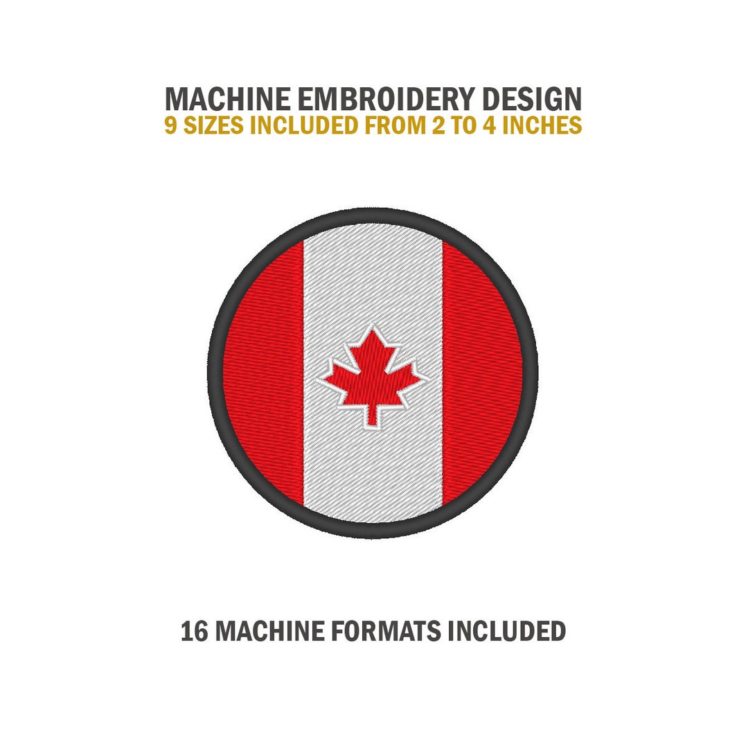 Canada Round Flag Embroidery Design - Etsy