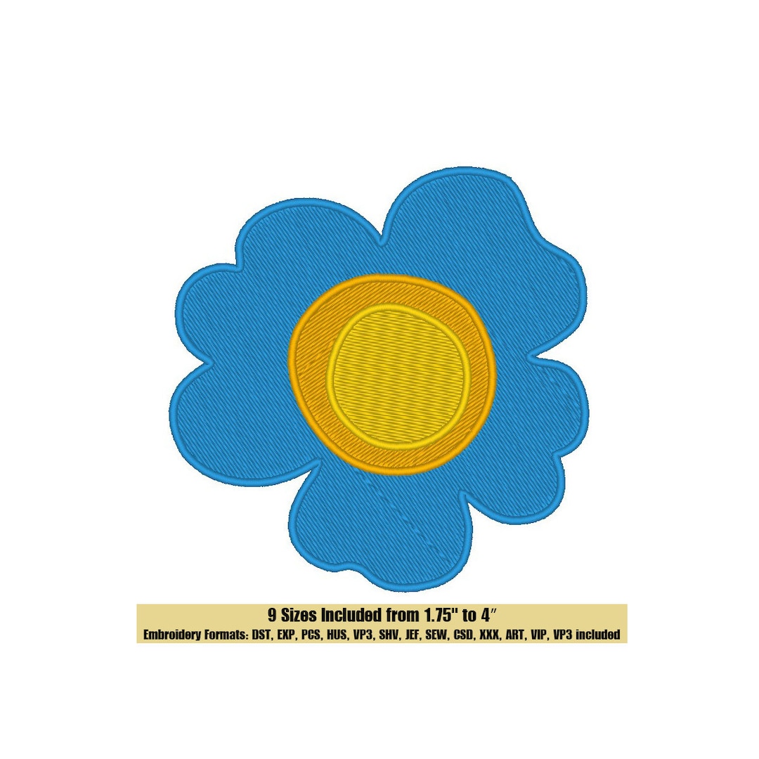 Blue Flower Embroidery Design - Etsy