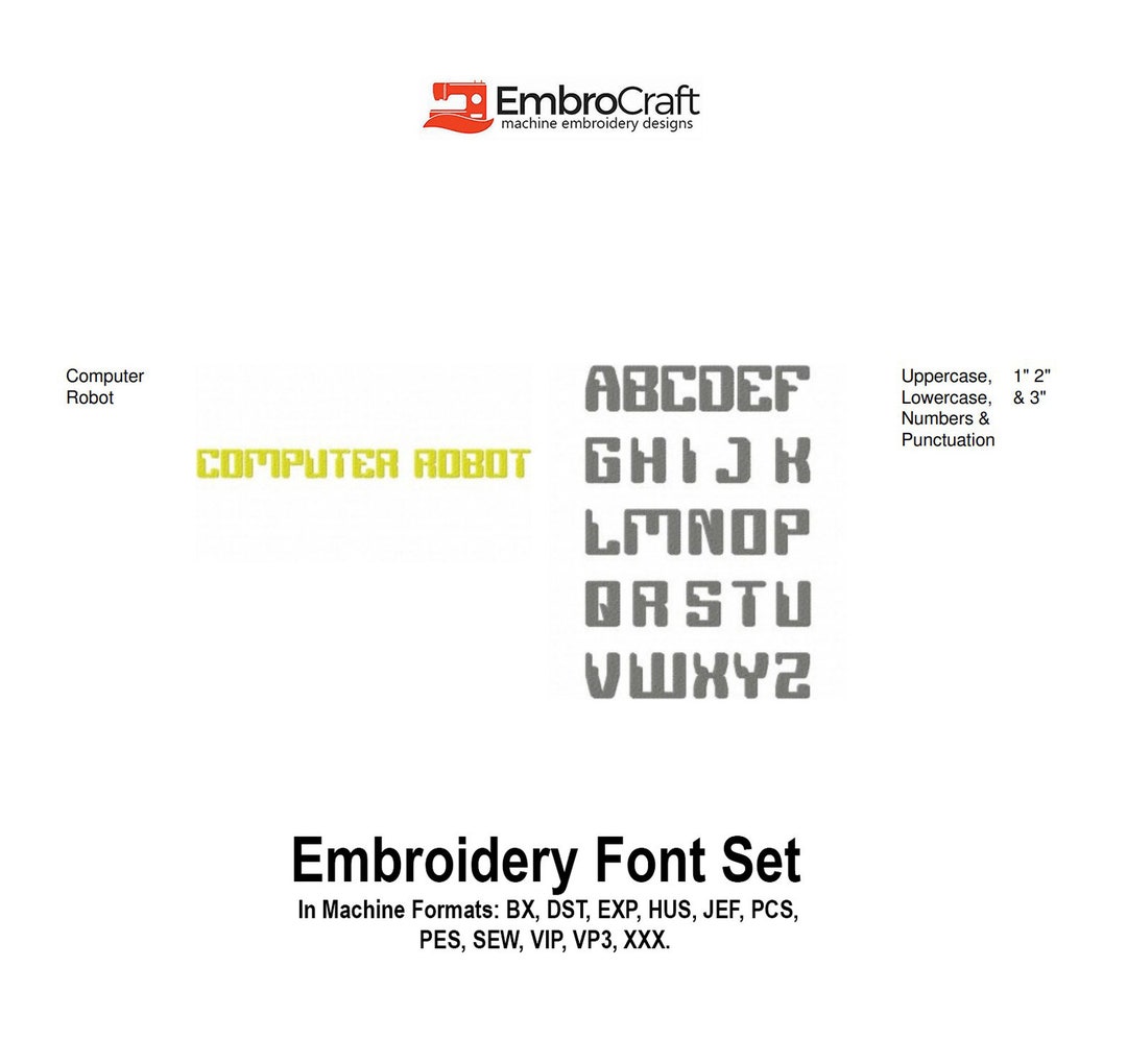 Computer Robot Embroidery Font Download - Etsy