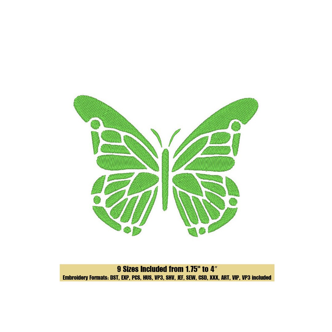 Green Butterfly Embroidery Design - Etsy