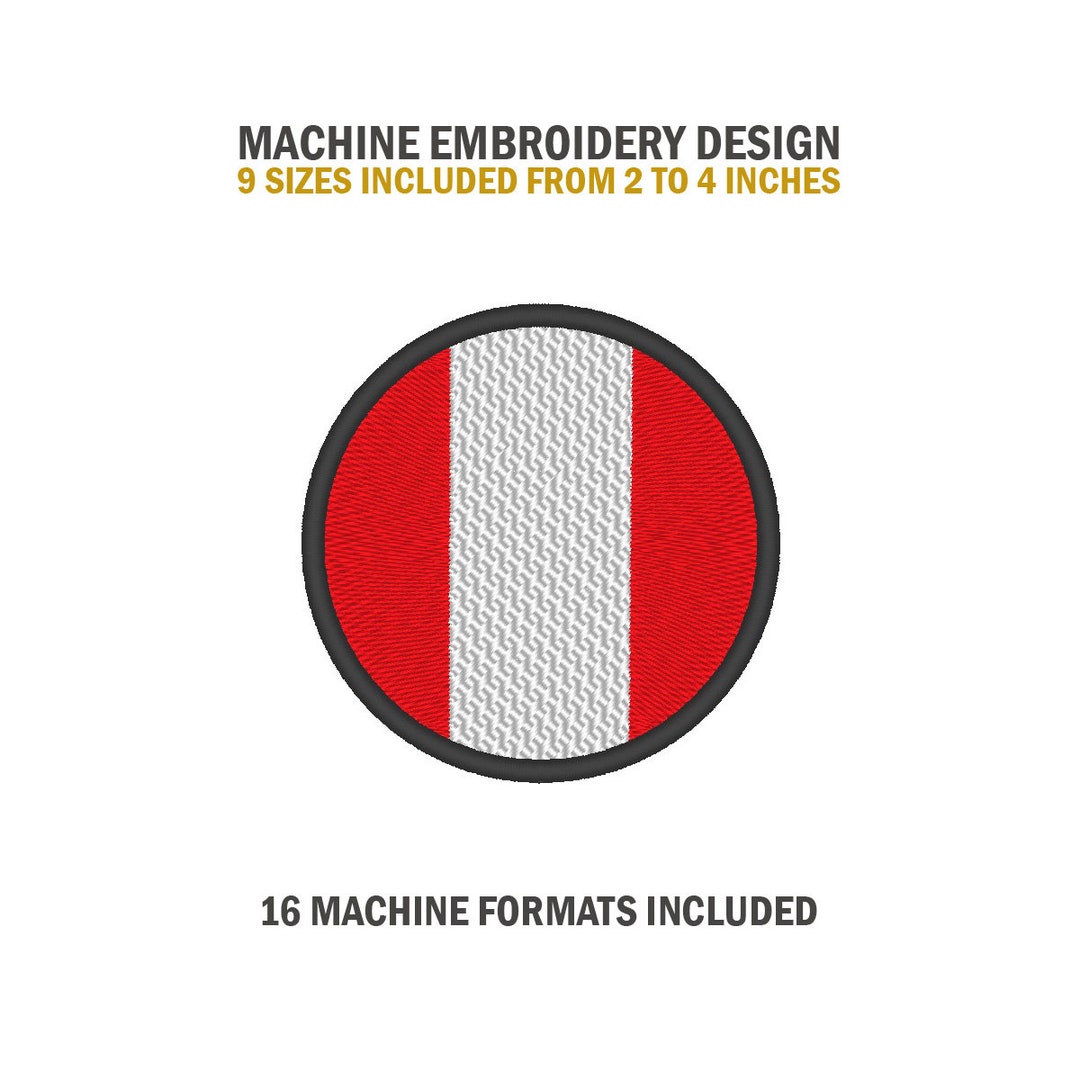 Peru Round Flag Embroidery Design - Etsy