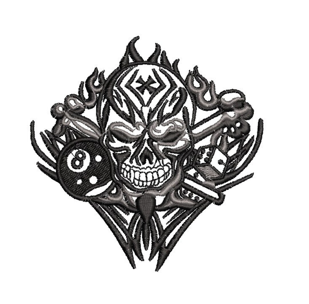 Tribal Skull Embroidery Design - Etsy