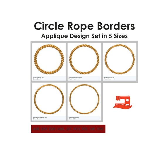 Circle Rope Border Applique Border Frame 5 Sizes Instant - Etsy