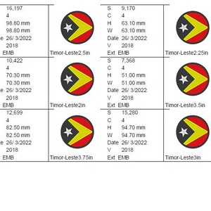 Timor-leste Round Flag Embroidery Design - Etsy