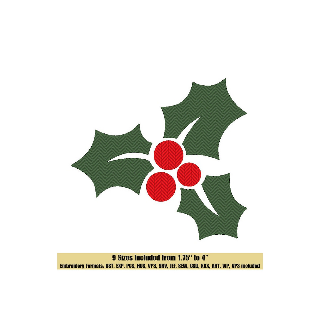 Holly Embroidery Design - Etsy