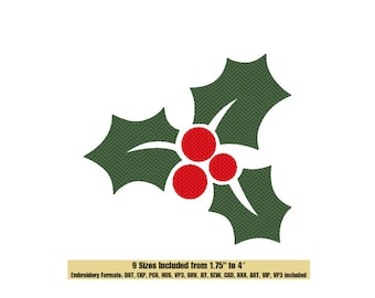 Holly Crest Machine Embroidery Design - Etsy