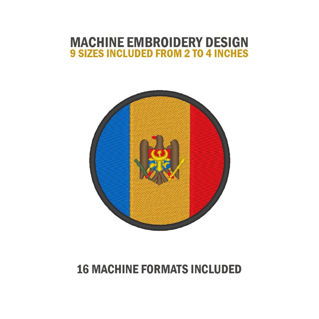Moldova Round Flag Embroidery Design - Etsy