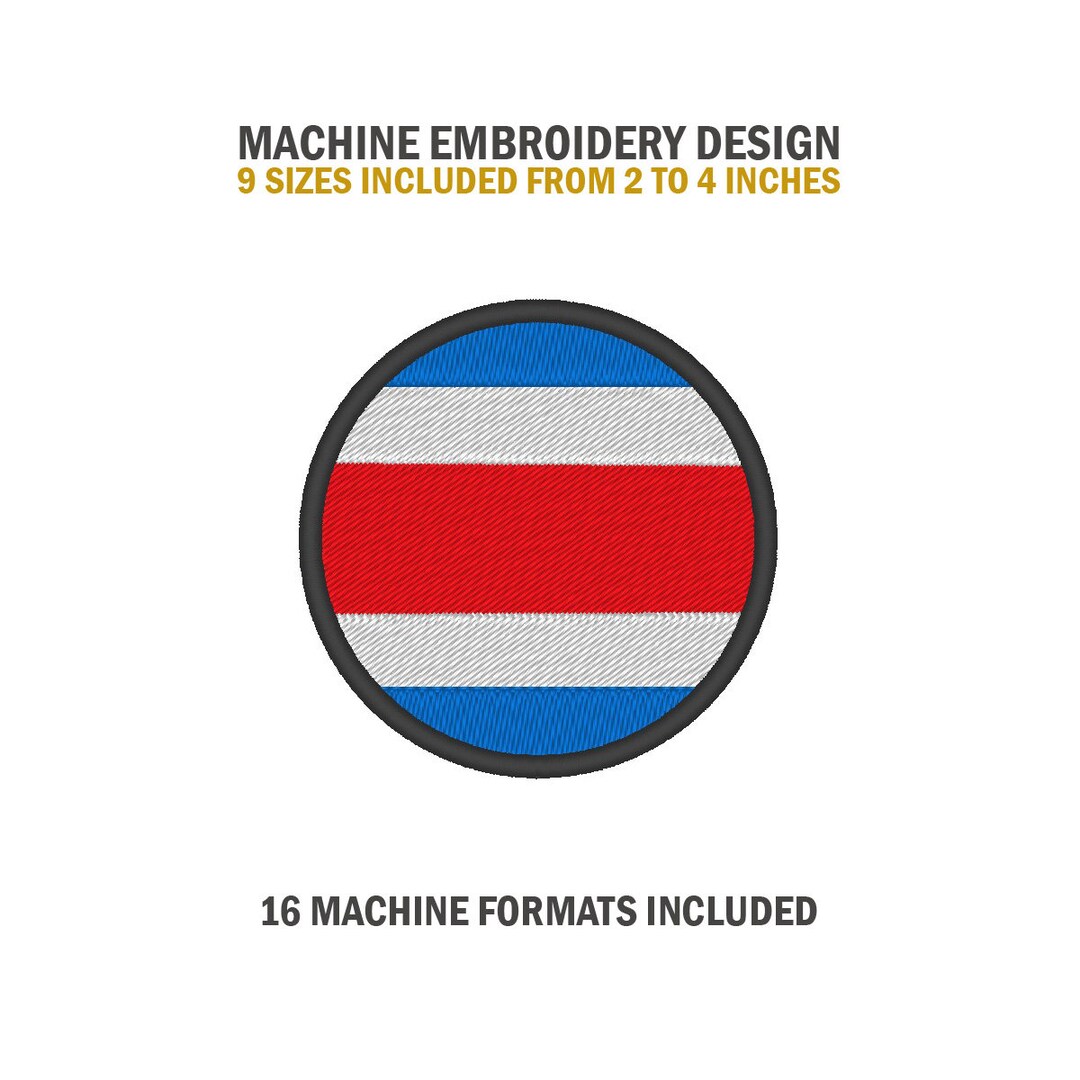 Costa-rica Round Flag Embroidery Design - Etsy