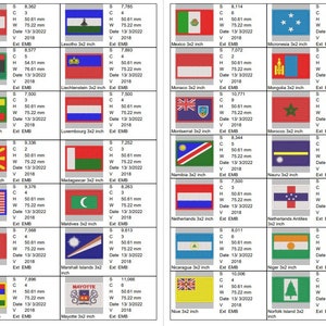 250 Rectangular 3x2 Inch Flag Designs (with Borders) - for Machine ...