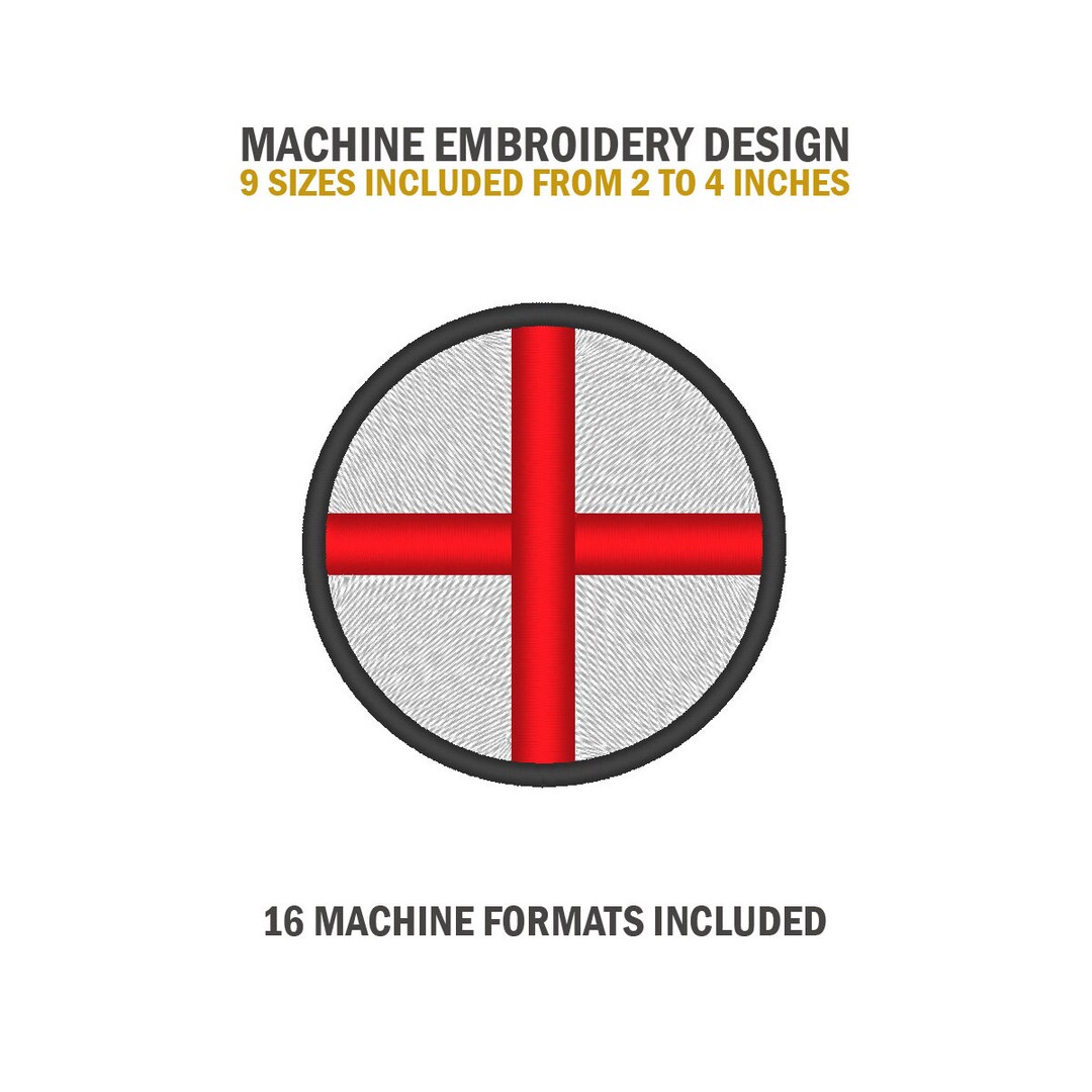 England Round Flag Embroidery Design - Etsy