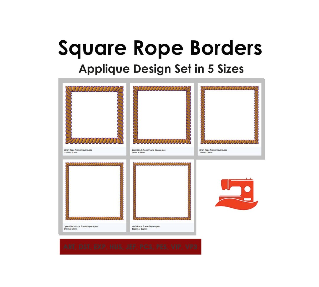 Square Rope Border - Applique Border Frame - 5 Sizes - Instant Download ...
