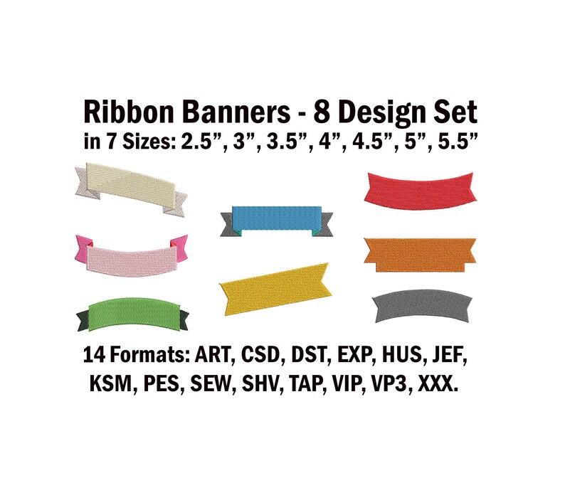 Ribbon Banners 8 Machine Embroidery Designs in 7 Sizes - Etsy