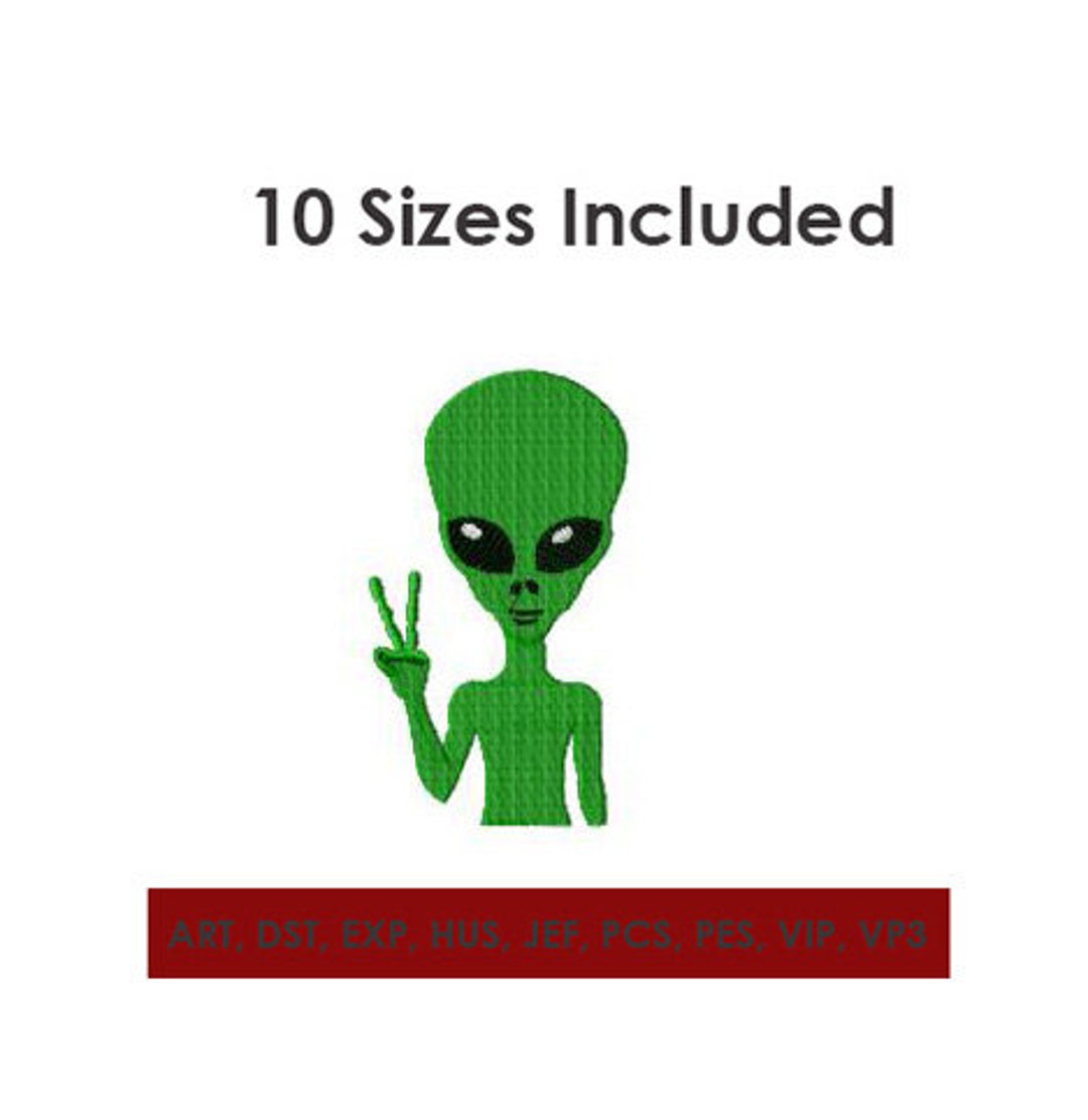 Alien Embroidery Design in 10 Sizes - Instant Download - Etsy