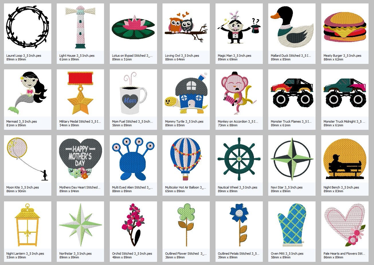 Elna Design Pack - 238 Embroidery Designs in JEF, SEW and EMD Formats ...