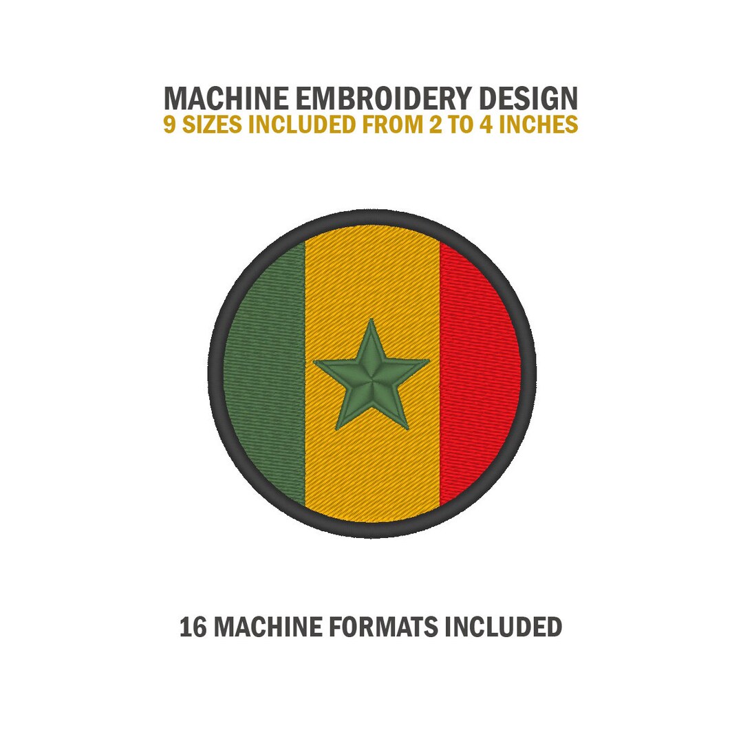 Senegal Round Flag Embroidery Design - Etsy