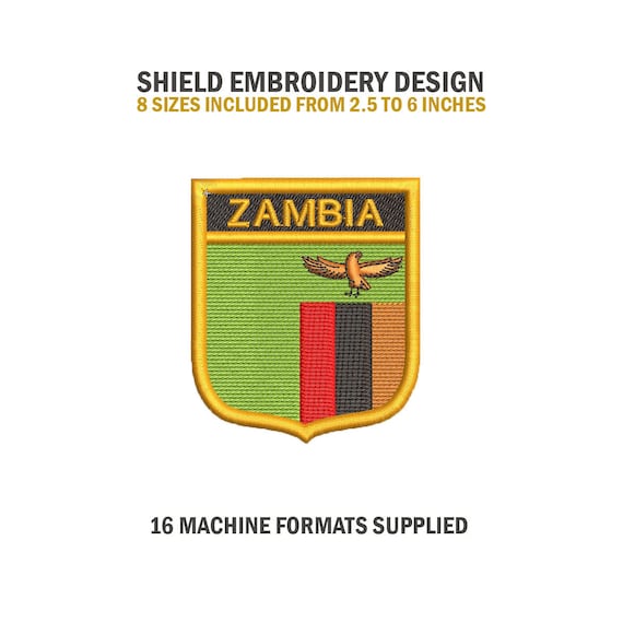 Zambia Shield Embroidery Design Download | Etsy