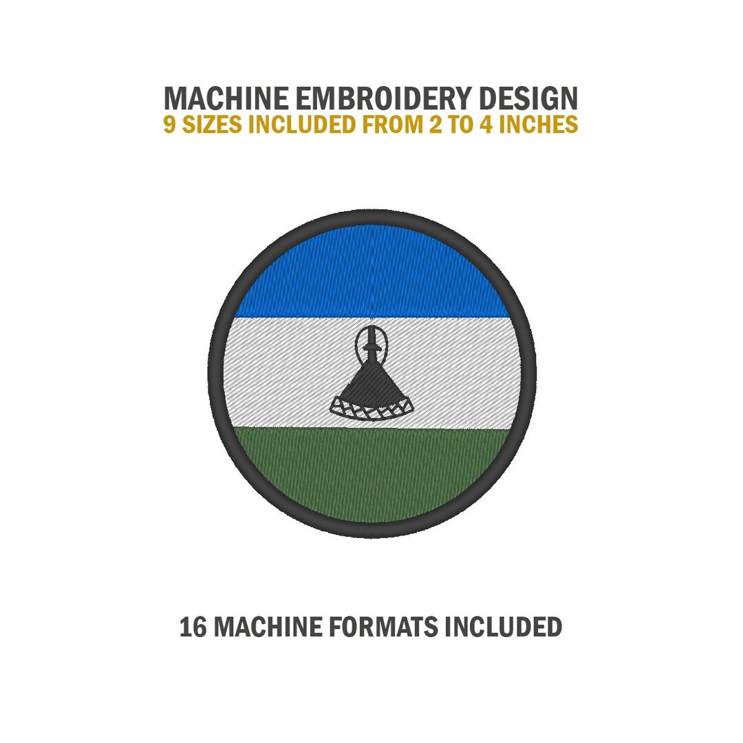 Lesotho Round Flag Embroidery Design - Etsy