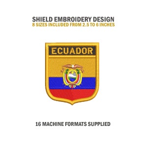 Ecuador Shield Embroidery Design Download - Etsy