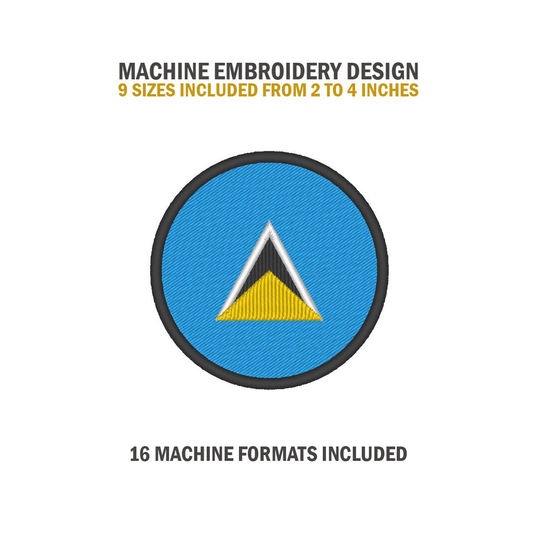 Saint Lucia Round Flag Embroidery Design - Etsy