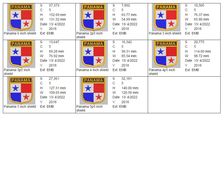 Panama Shield Embroidery Design Download - Etsy Canada