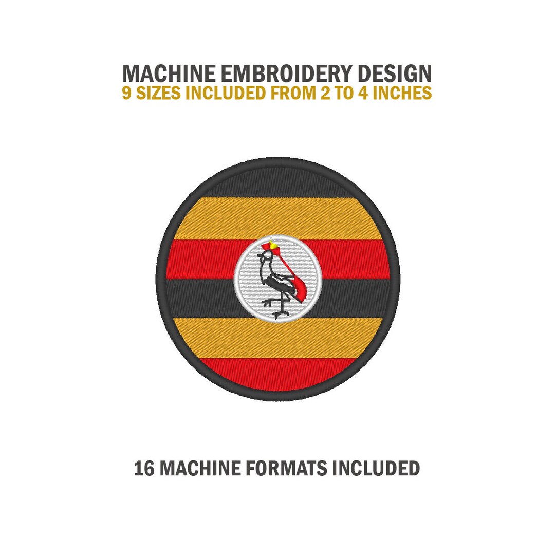 Uganda Round Flag Embroidery Design - Etsy