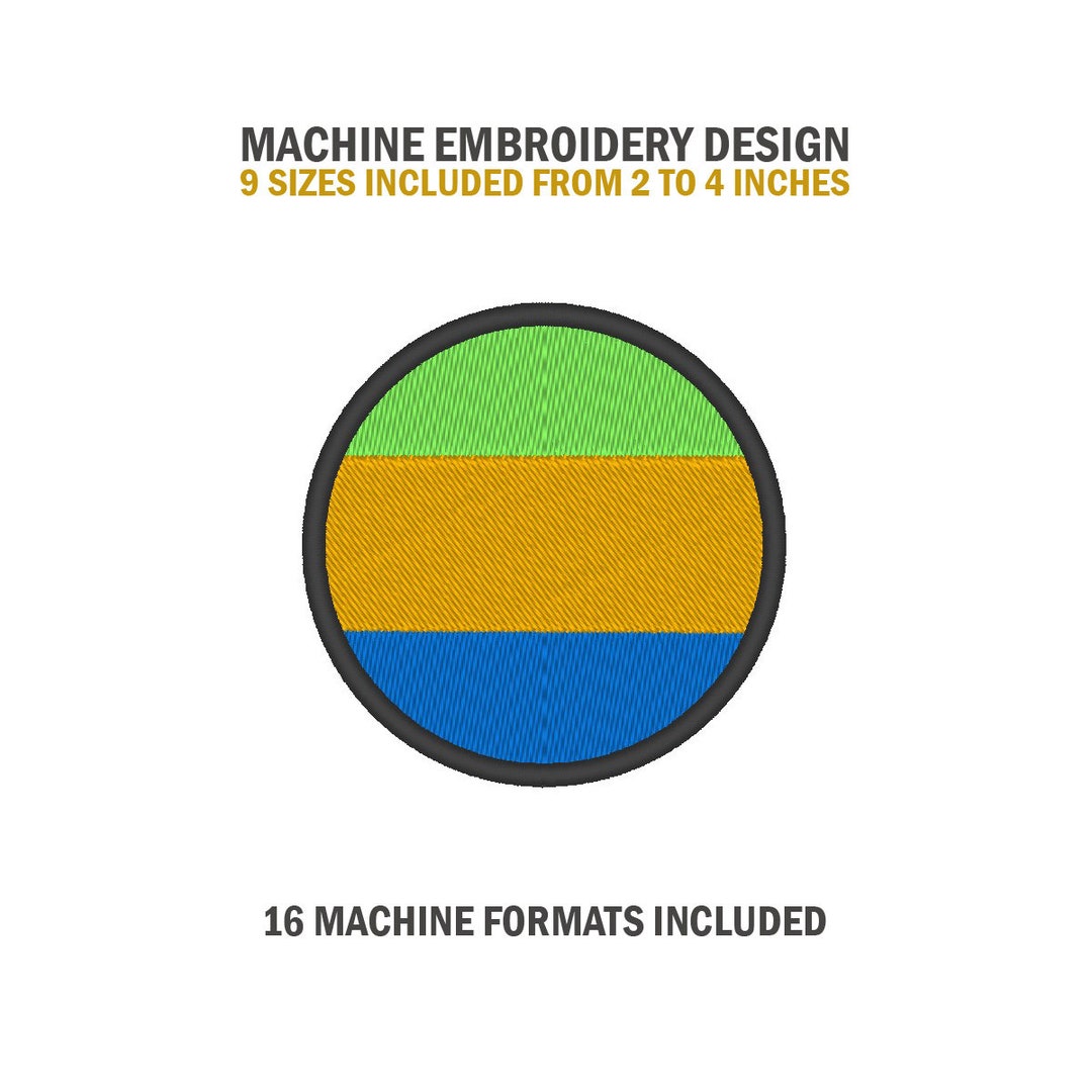 Gabon Round Flag Embroidery Design - Etsy