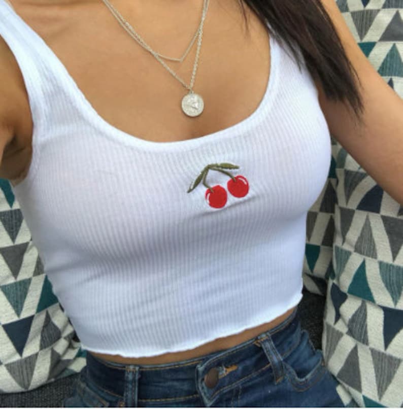 Cherry Tank Top Cherry Crop Top Year 2000 Aesthetic Etsy