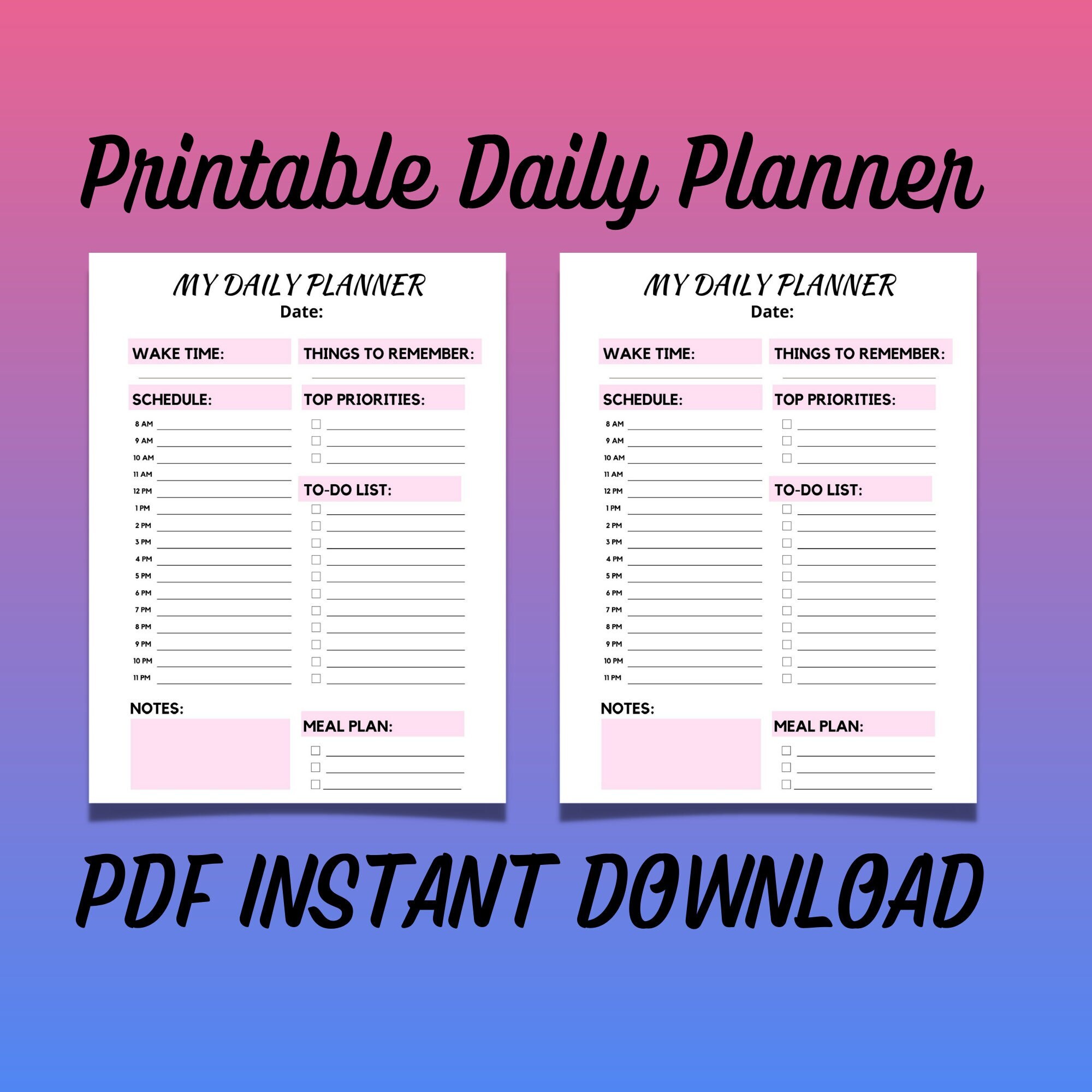 Daily Planner Printable/to Do List/daily Organizer - Etsy
