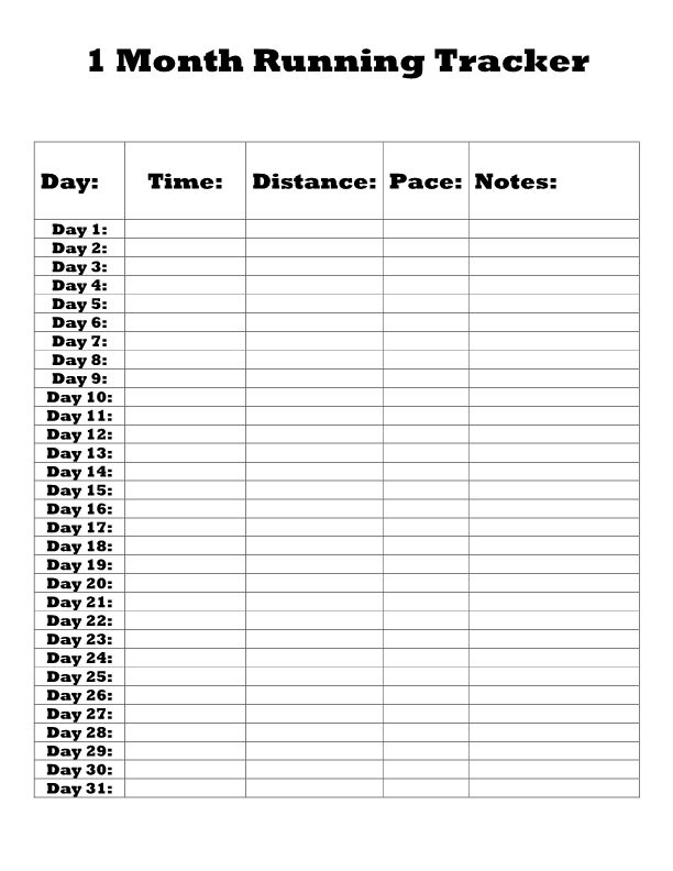 Printable Running Tracker/running Log/fitness - Etsy