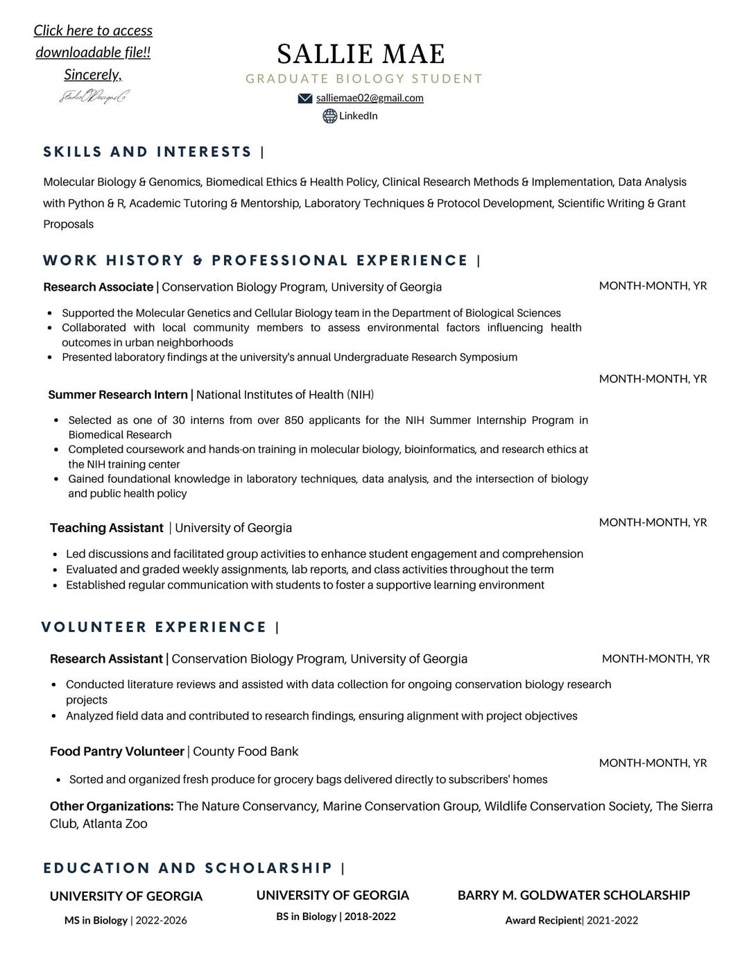 Entry Level/student Resume Template - Etsy