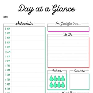 Month at A Glance + Day at A Glance Printable Planner Pages, Daily ...
