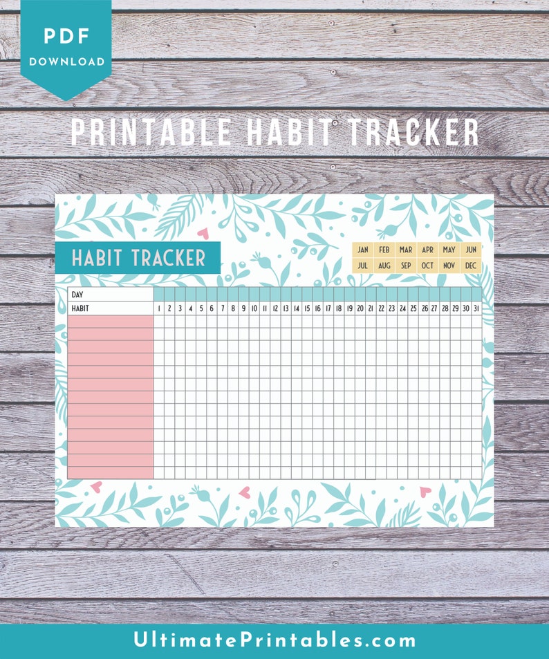 Habit Tracker Printable | Cute Habit Tracker - Etsy